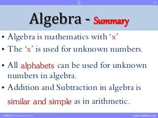 Algebra basic introduction | PPTX