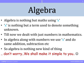 Algebra basic introduction | PPTX