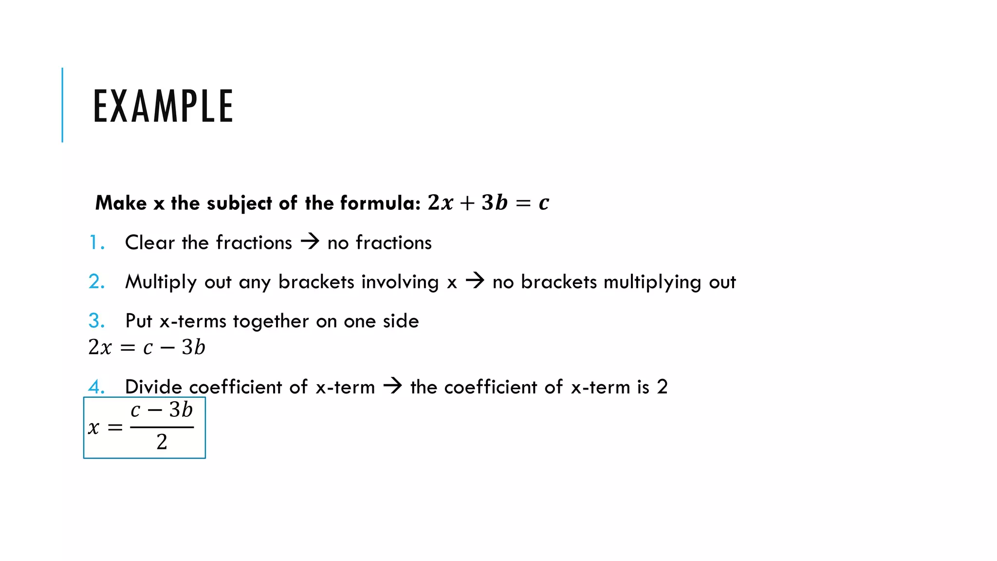 Algebra - examples & making x the subject of the equation | PDF