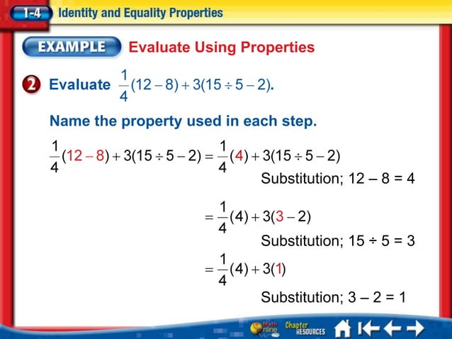 Algebra 1 identity and equality properties | PPT