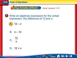 Algebra 1 order of operations | PPT