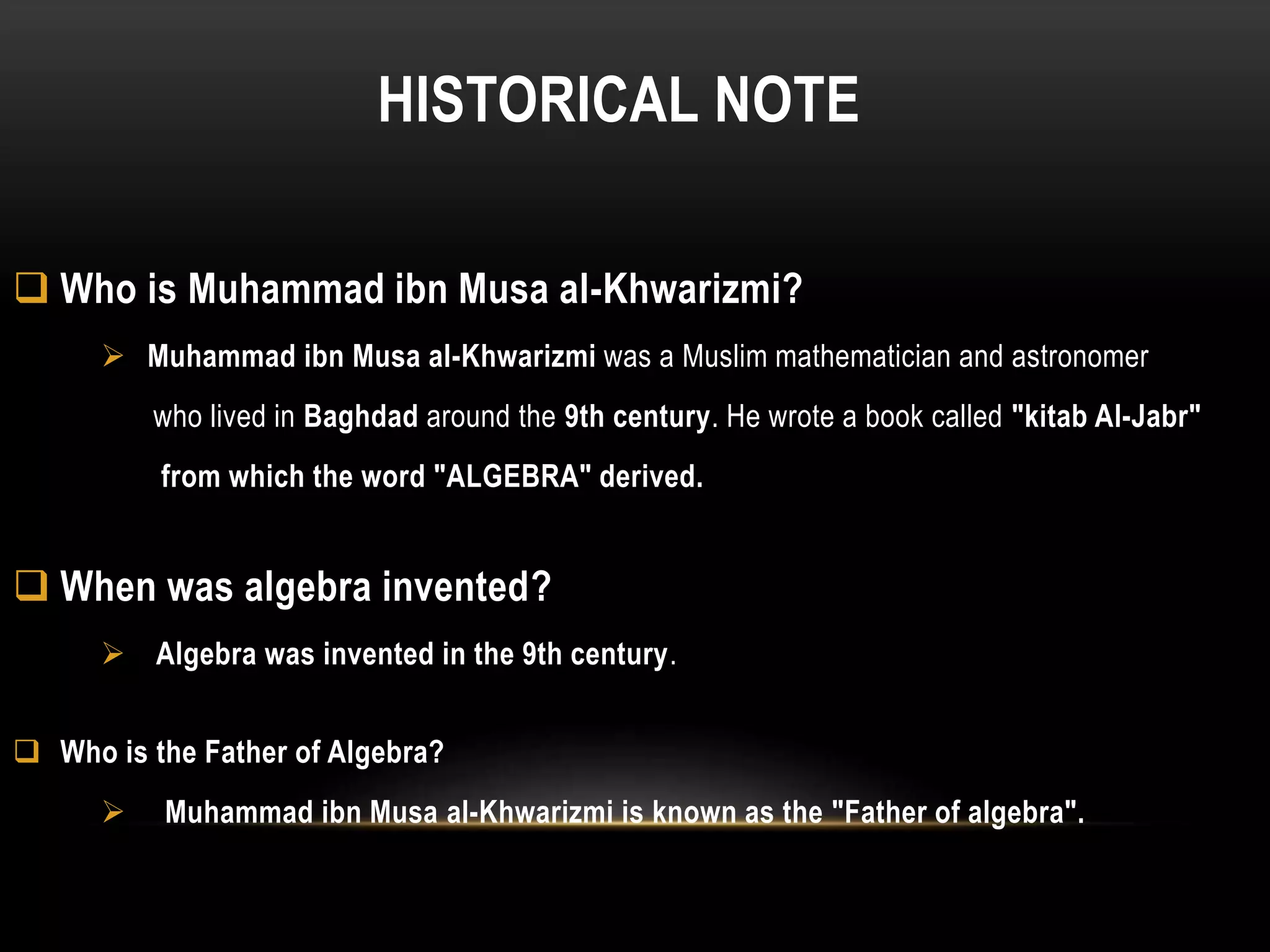 Historical Algebra | PPTX