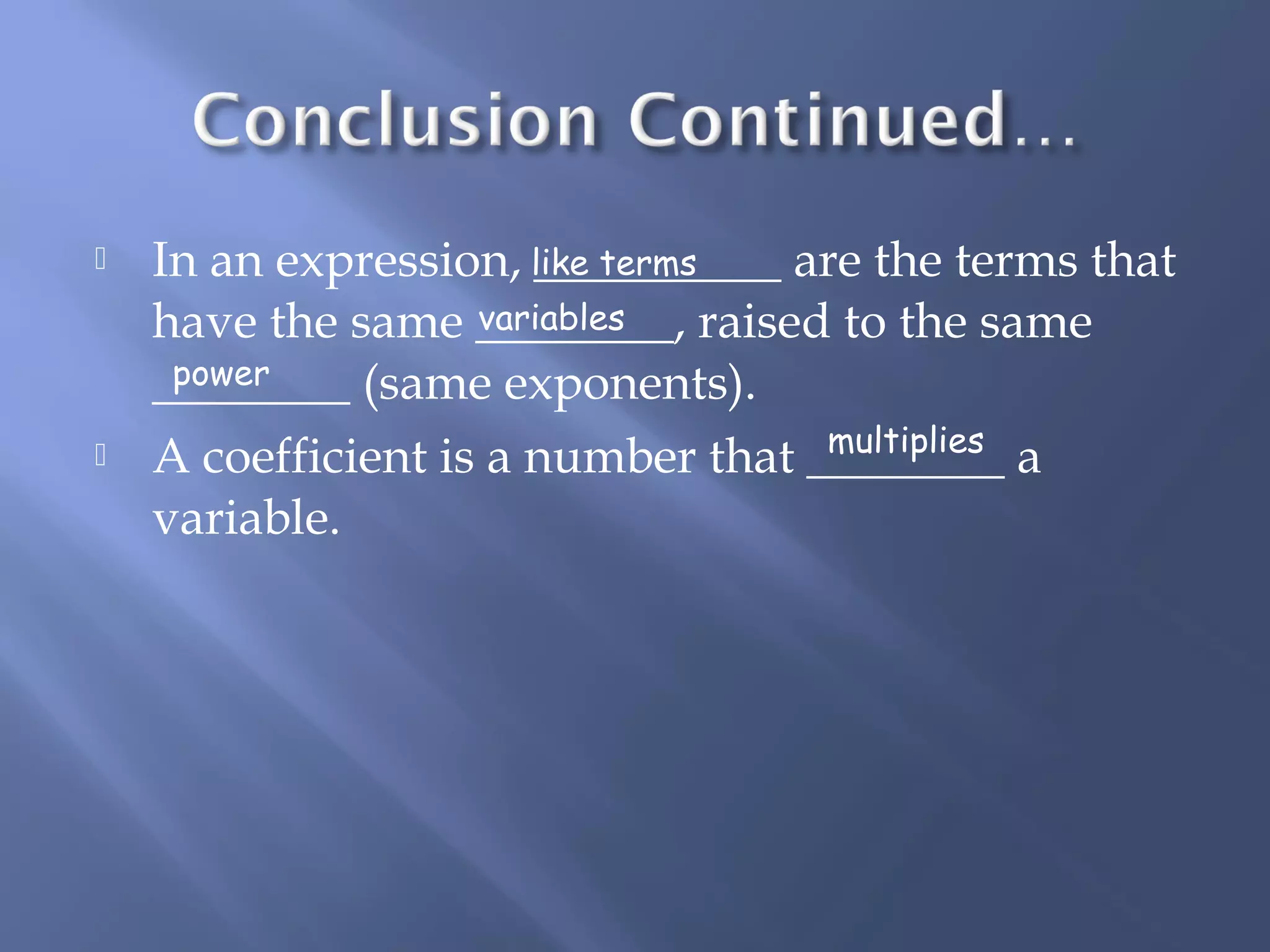Algebra 1 combining like terms | PPT