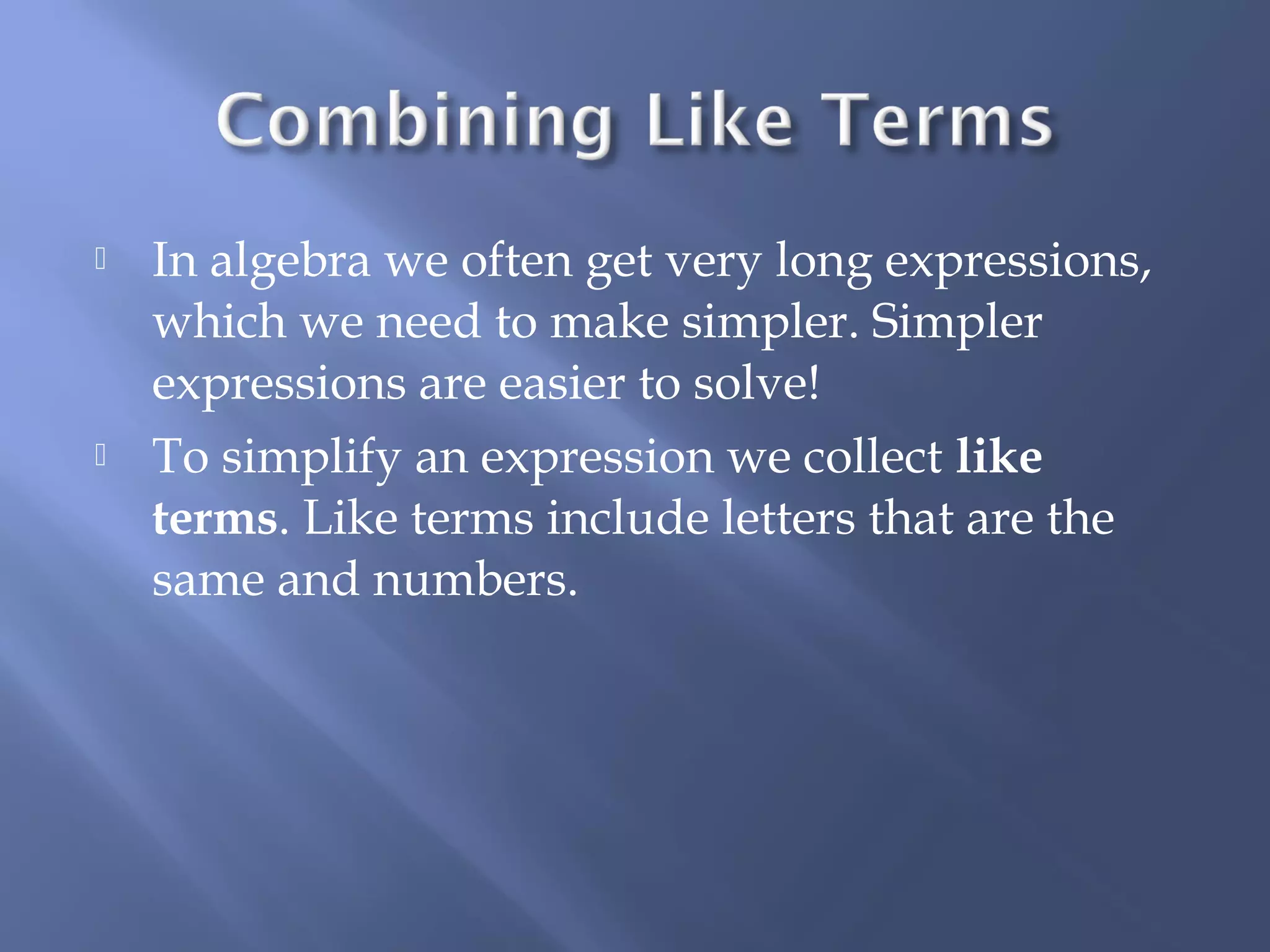 Algebra 1 combining like terms | PPT | Computing | Technology & Computing