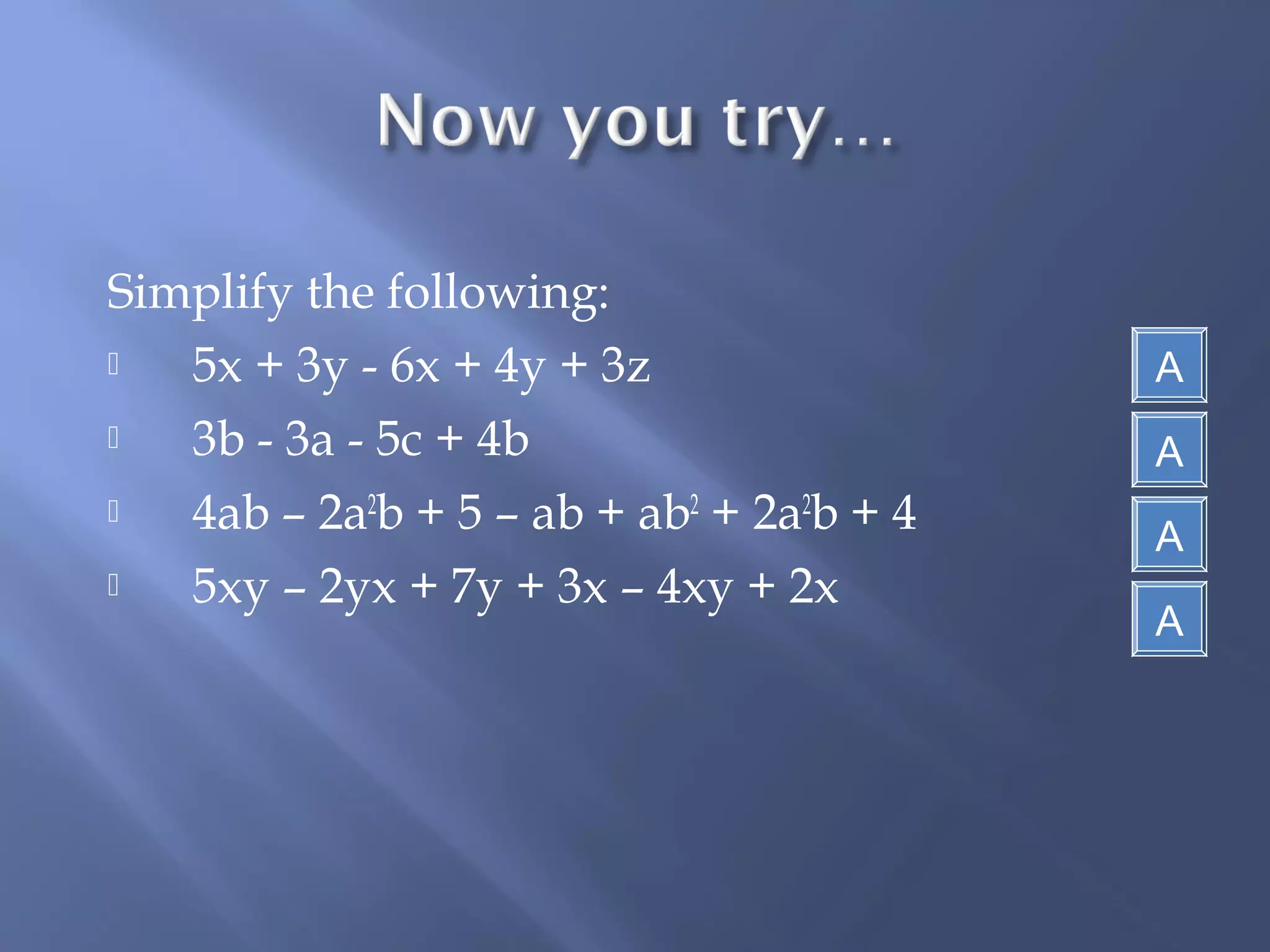 Algebra 1 combining like terms | PPT | Computing | Technology & Computing