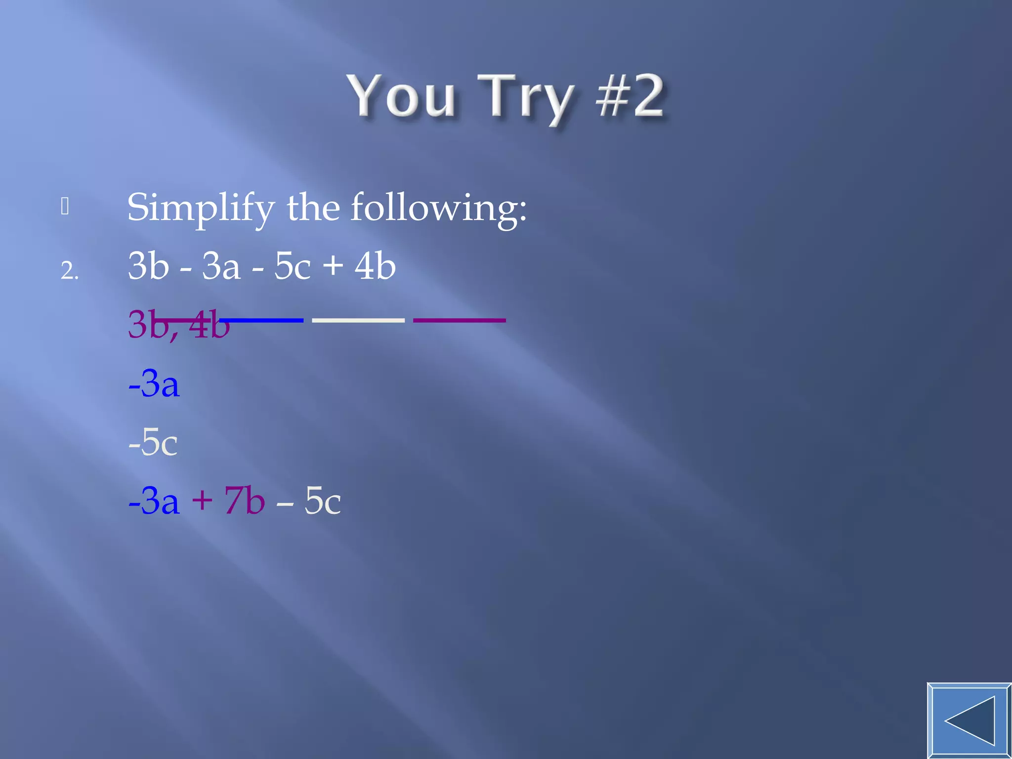 Algebra 1 combining like terms | PPT