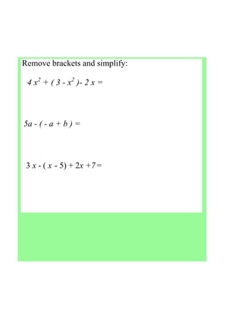 Algebra 1 Revision: brackets, indices | PDF | Physics | Science