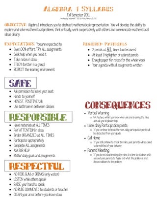 Algebra 1 syllabus 1st semester | PPT