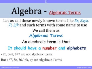 Algebra Terminologies | PPTX