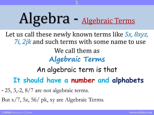 Algebra Terminologies | PPTX | Physics | Science