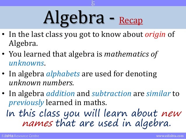 Algebra Word Definitions