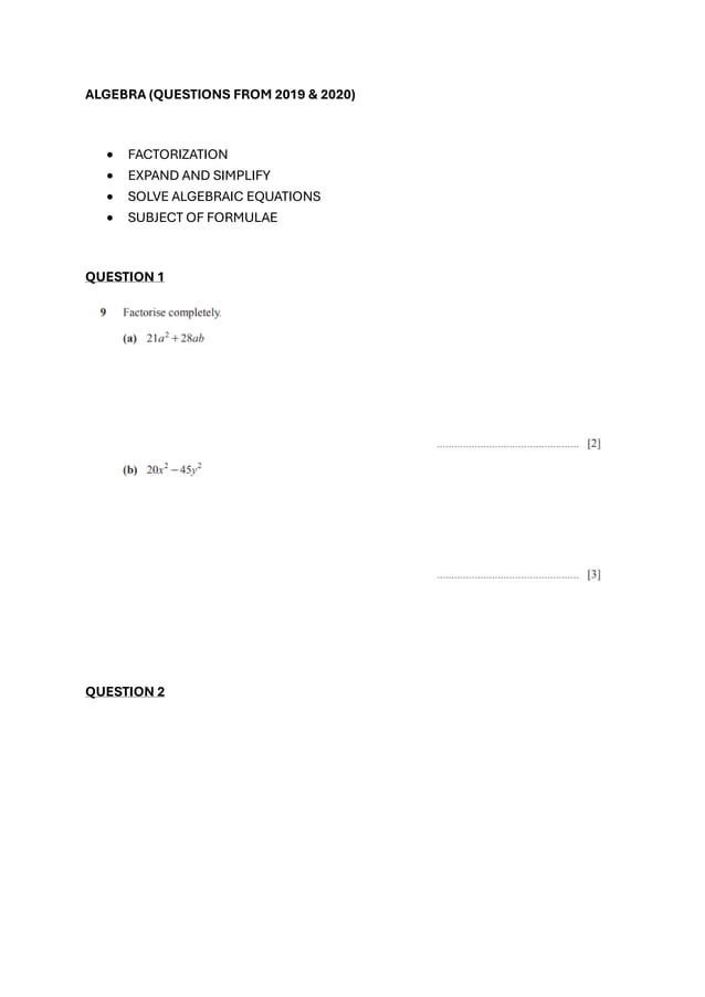 ALGEBRA 2 igcse mathematics exam questions.pdf | Educational Assessment ...
