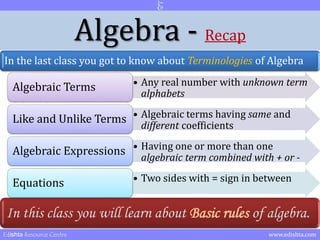 Algebra Rules - Addition and Subtraction | PPTX