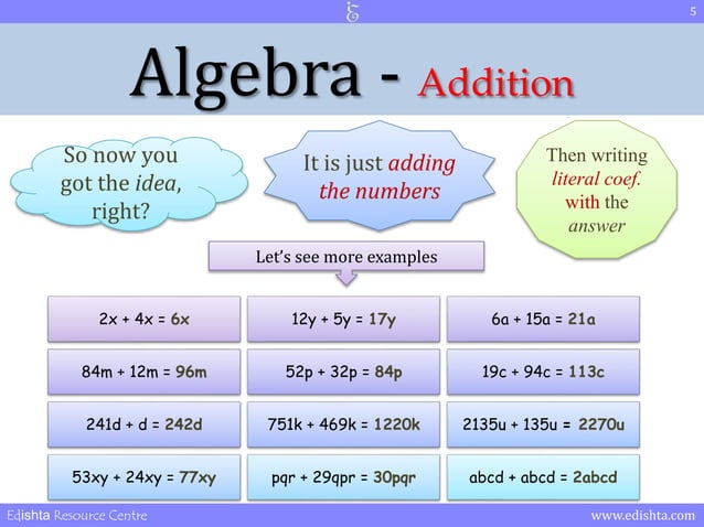 Algebra Rules - Addition and Subtraction | PPTX | Physics | Science