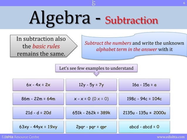 Algebra Rules - Addition and Subtraction | PPT