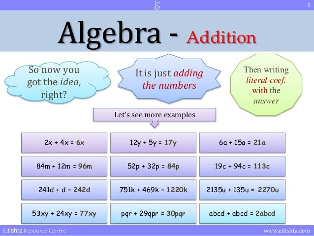 Algebra Rules - Addition and Subtraction