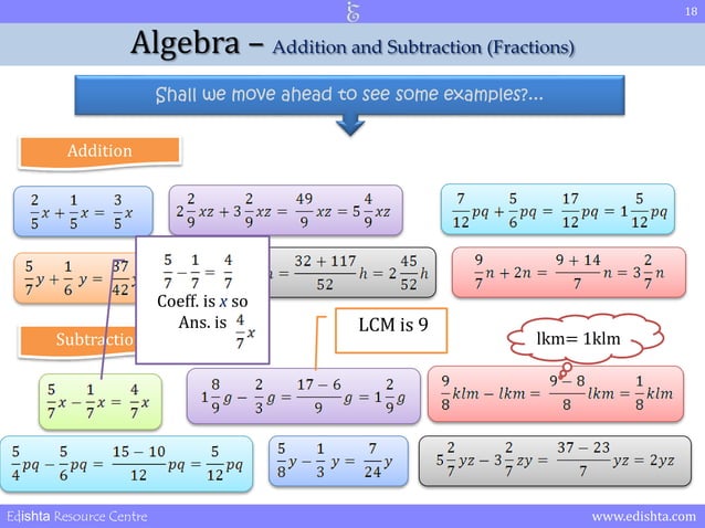 Algebra Rules - Addition and Subtraction - Corollary | PPT