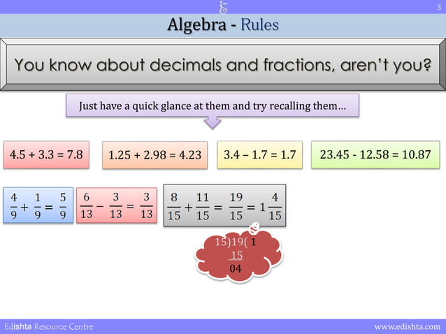 Algebra Rules - Addition and Subtraction - Corollary | PPT
