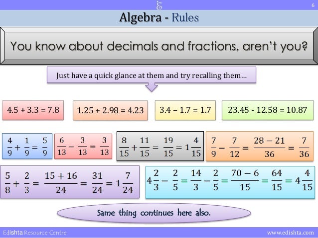Algebra Rules - Addition and Subtraction - Corollary