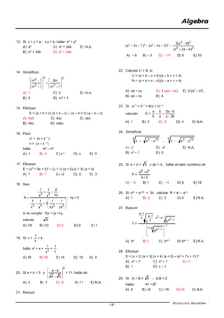 Algebra 5 productos notables | DOCX