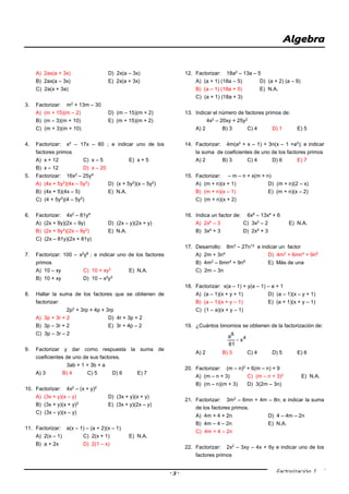 Algebra 6 factorizacion 1 | DOCX
