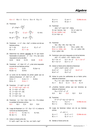Algebra 6 factorizacion 1 | DOCX