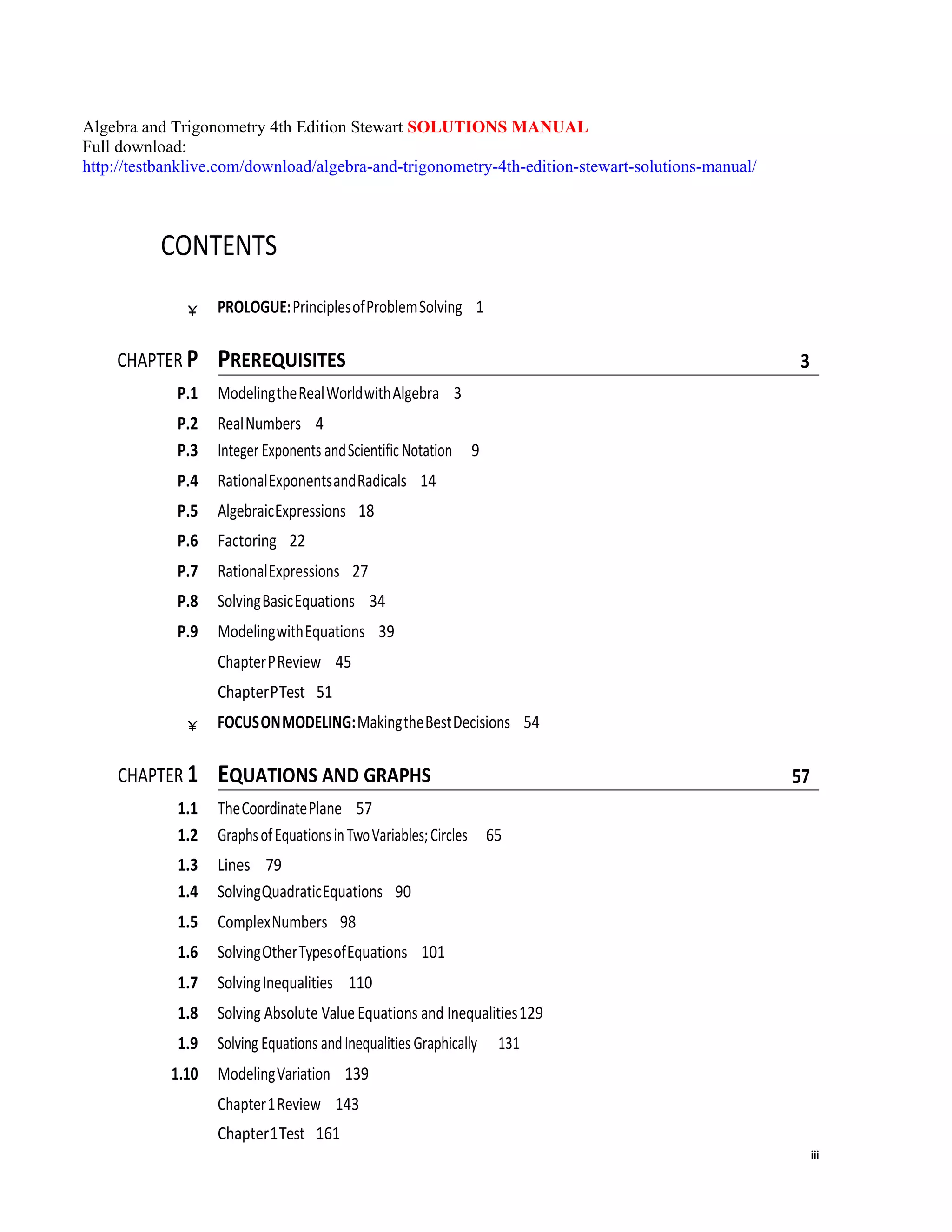Algebra and trigonometry 4th edition stewart solutions manual | PDF
