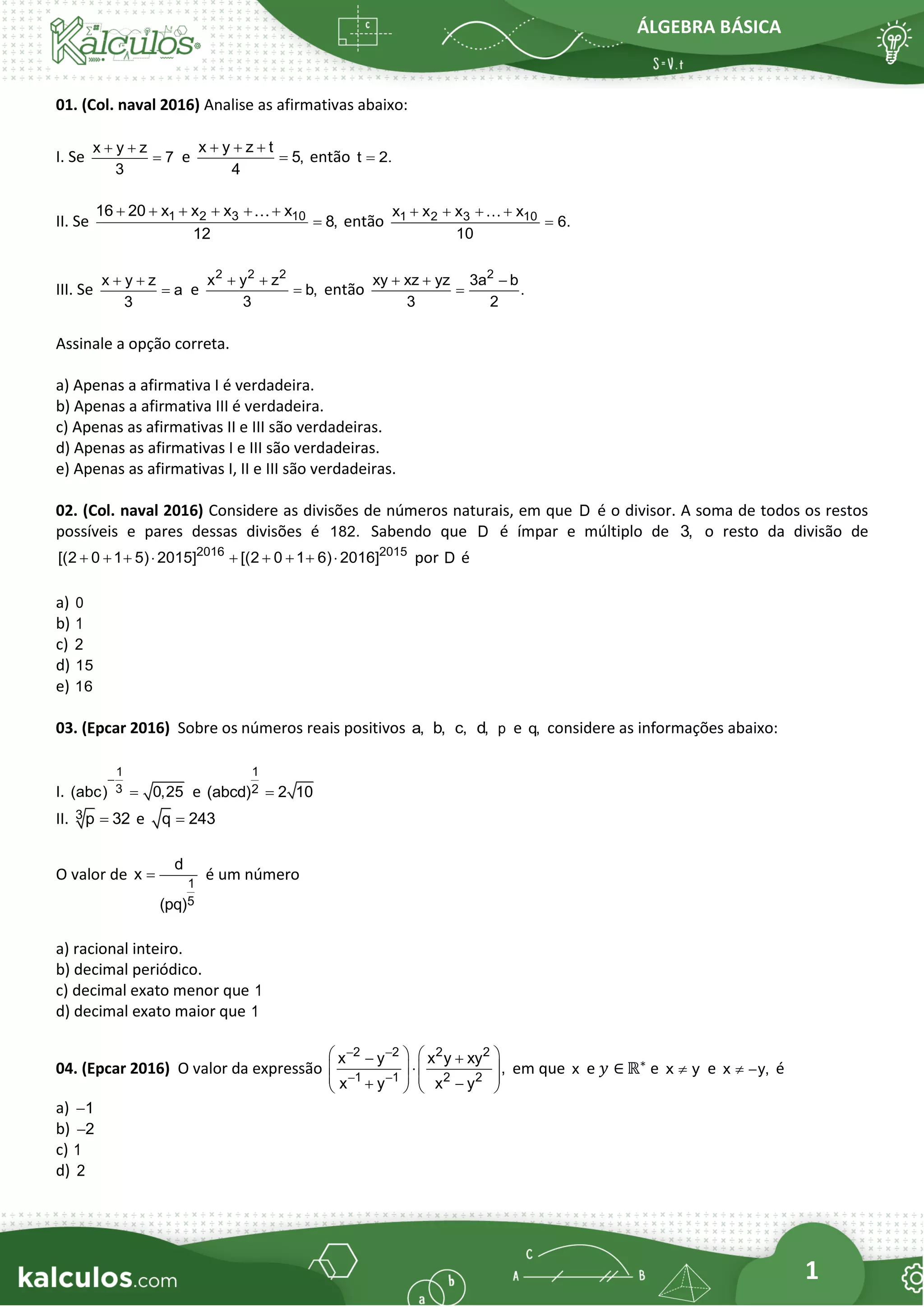 Álgebra básica 2 | PDF