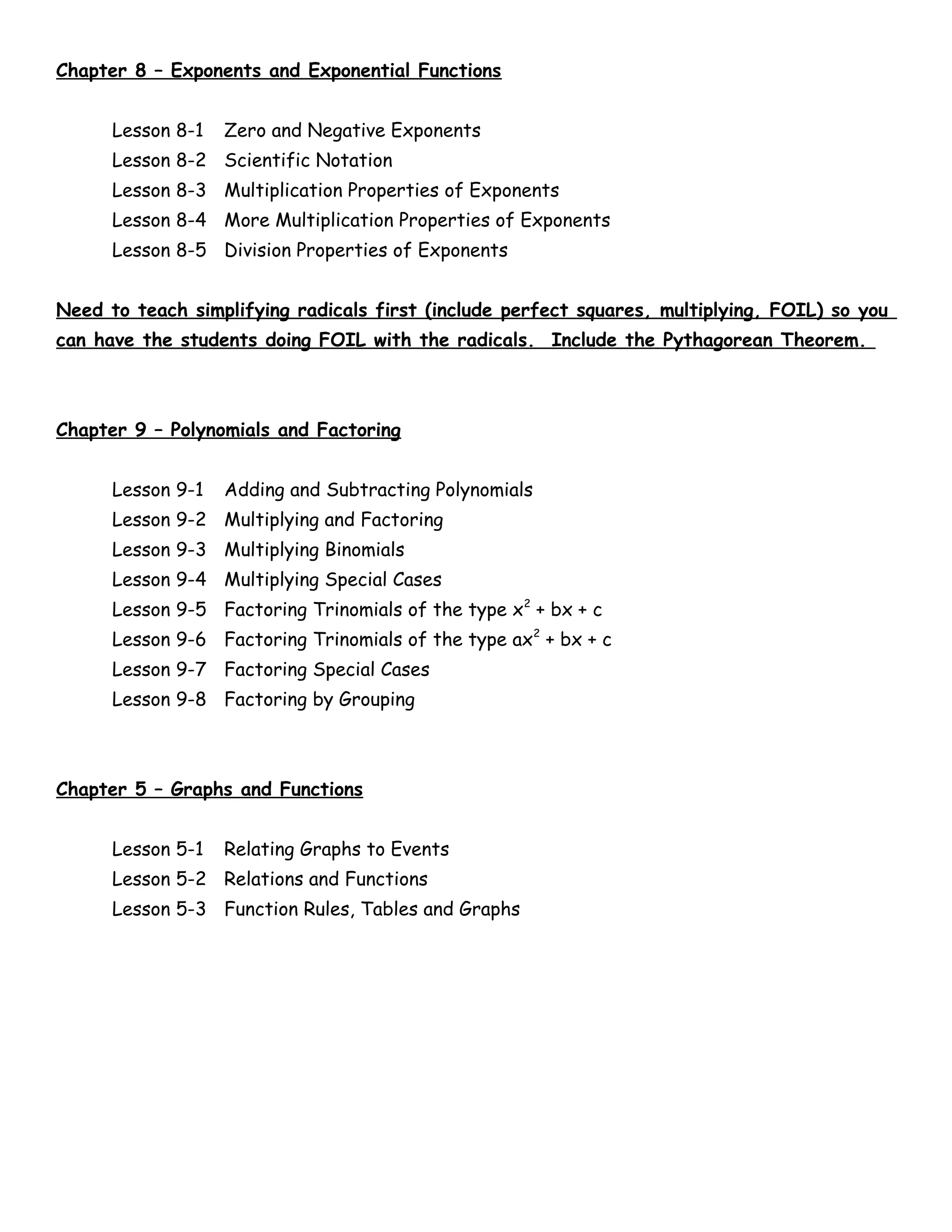 Algebra ccp course outline 10 11 | PDF