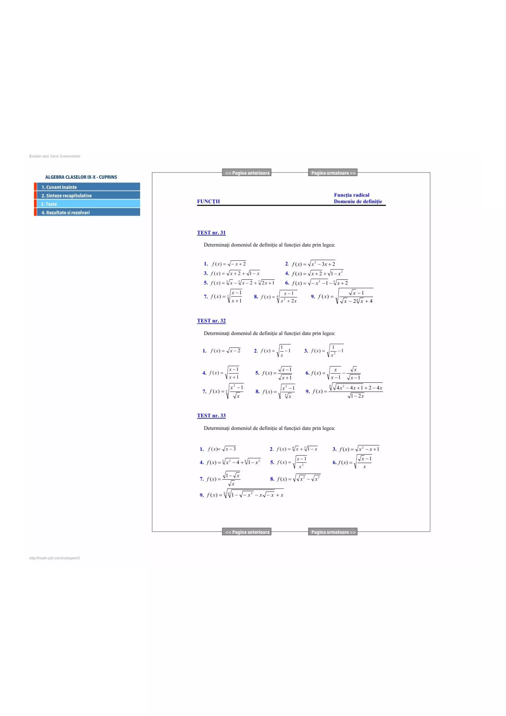 Algebra clasa a 9a si a 10 a teorie cu teste si nrezolvari in detaliu | PDF