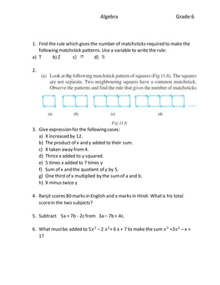Algebra class 6 n | DOCX