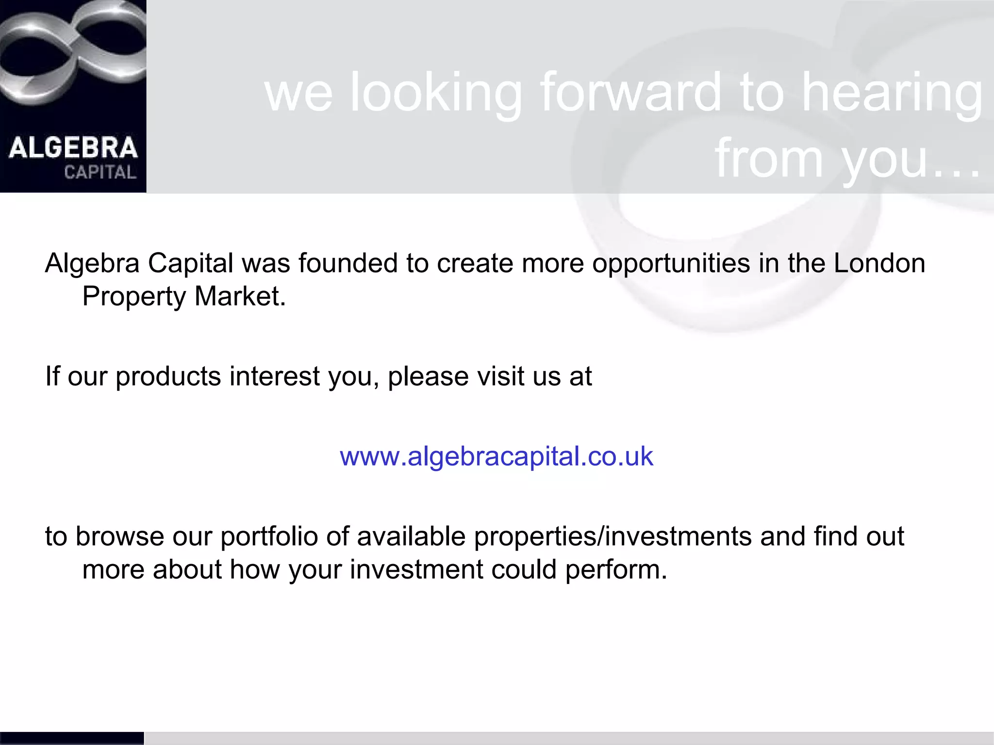 Algebra Capital Product Overview | PPT