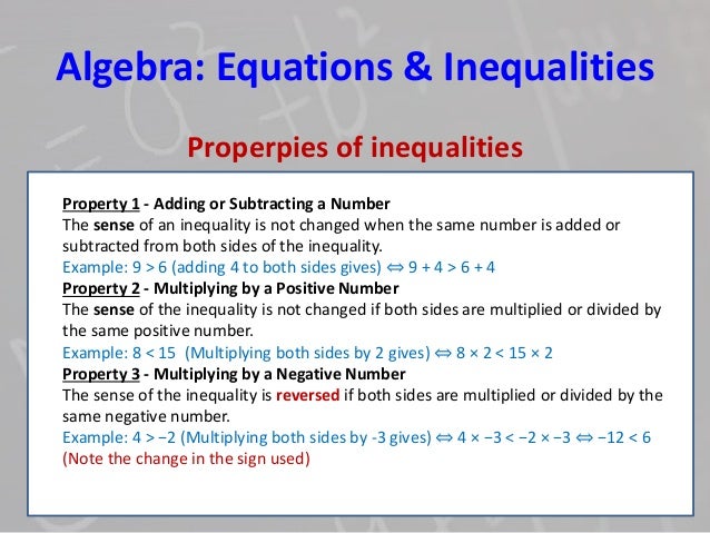 Algebra equations & inequalities