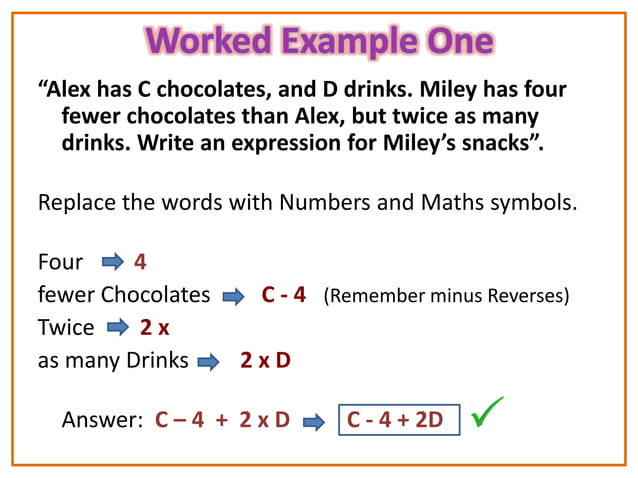 Algebra Expressions in Word Problems