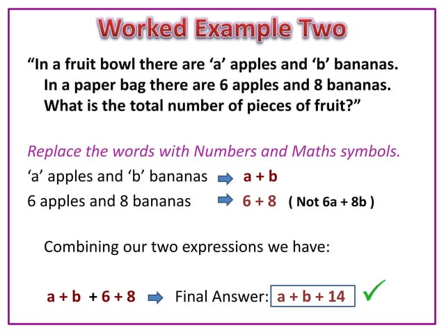 Algebra Expressions in Word Problems
