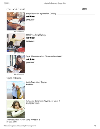 Algebra for Beginners - Course Gate | PDF