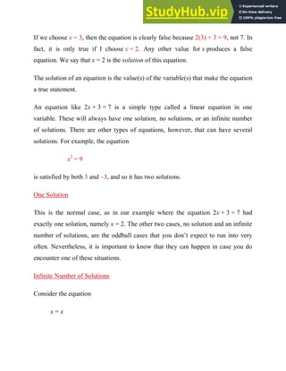 ALGEBRA FOR ECONOMICS EXPRESSIONS AND EQUATIONS | PDF