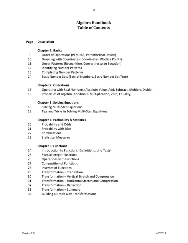 Algebra handbook | PDF