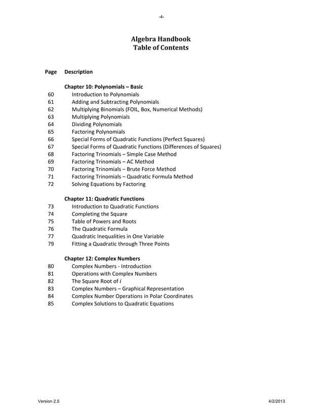 Algebra handbook | PDF