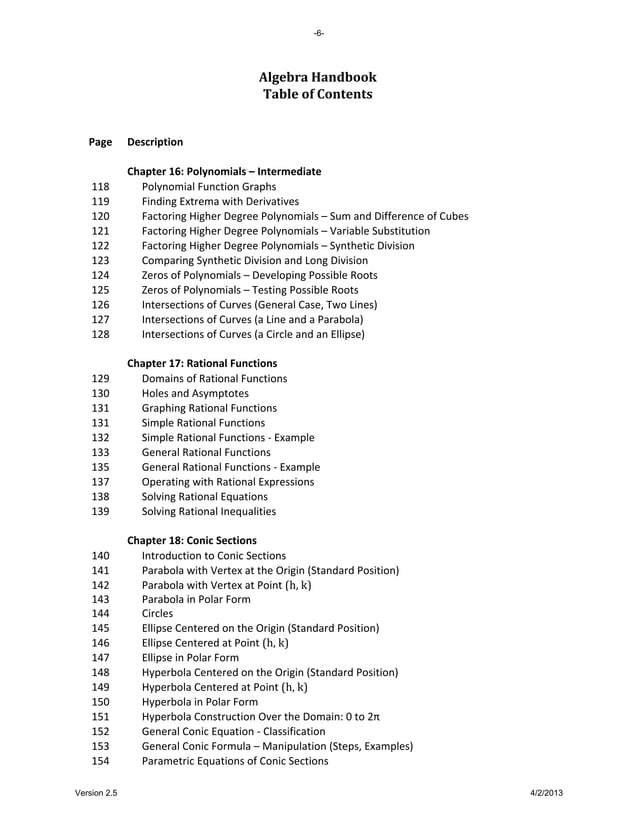 Algebra handbook | PDF