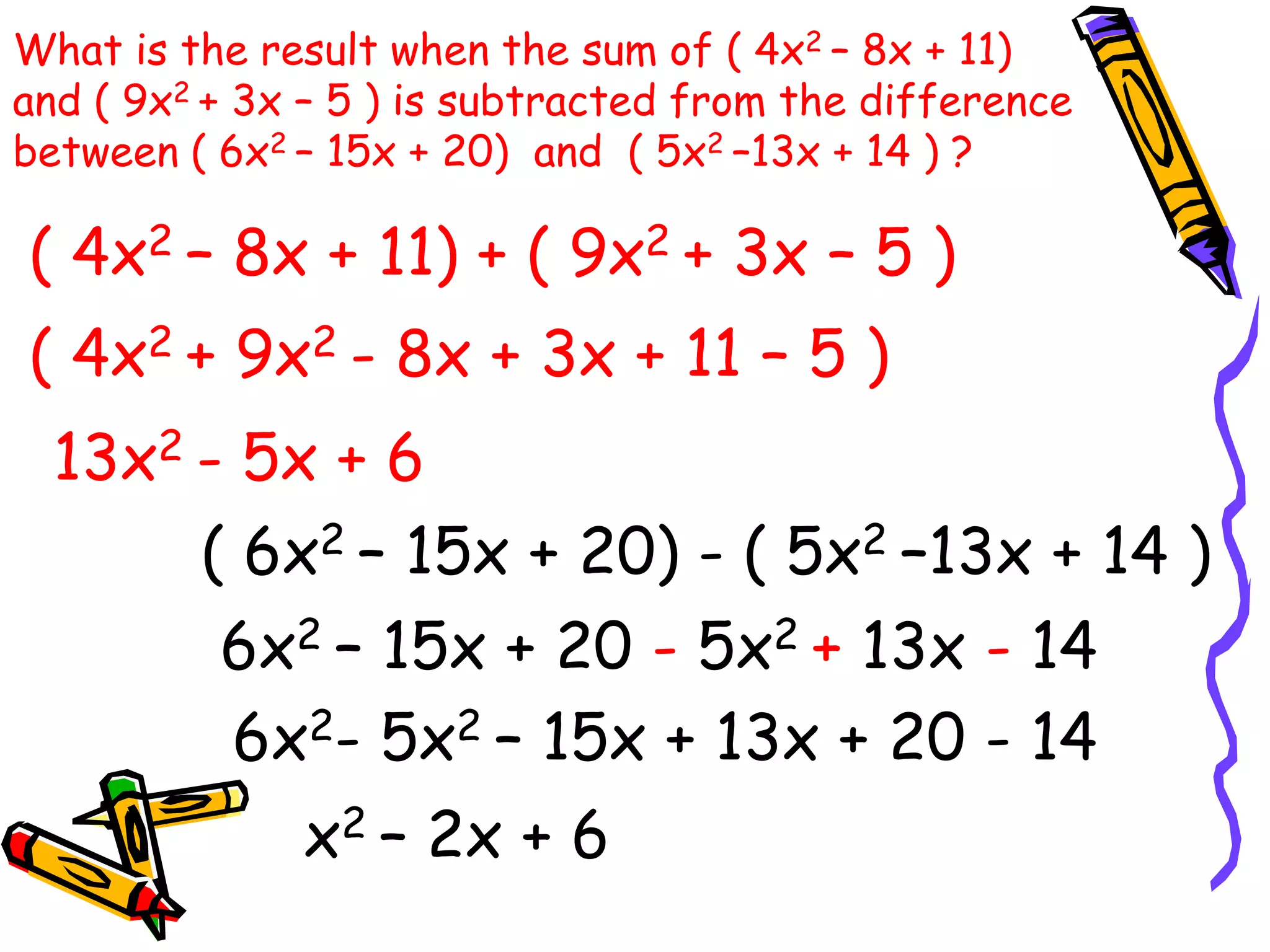 Adding and Subtracting Polynomials | PDF