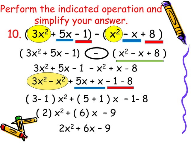 Adding and Subtracting Polynomials | PPT