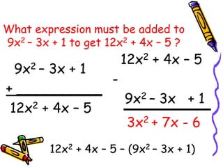 Adding and Subtracting Polynomials | PDF