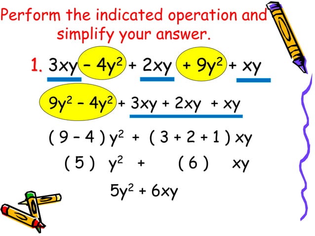 Adding and Subtracting Polynomials | PPT