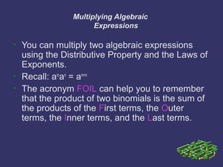 Algebraic expressions | PPT