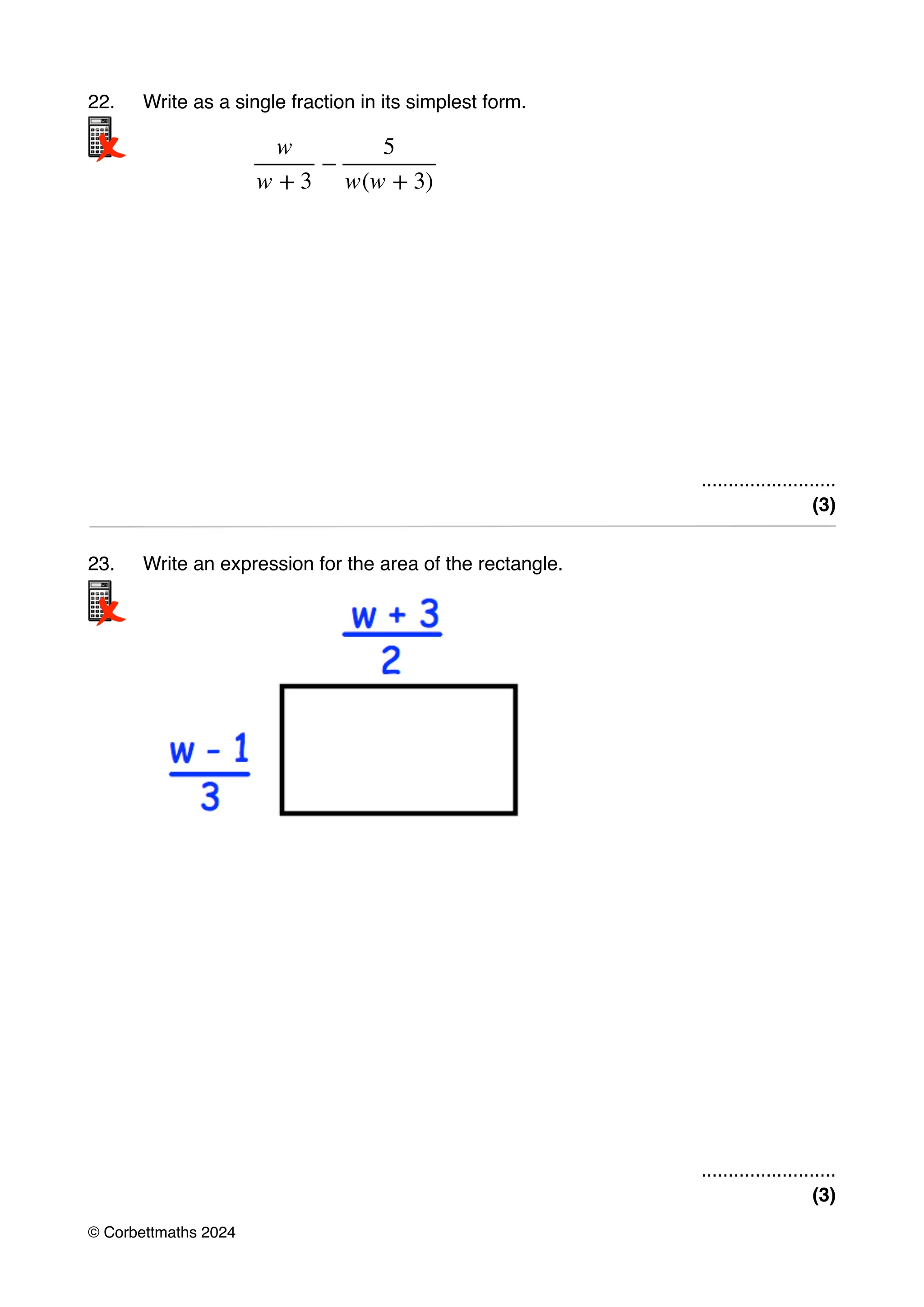 Algebraic Fractions Gcse Questions Practice Pdf