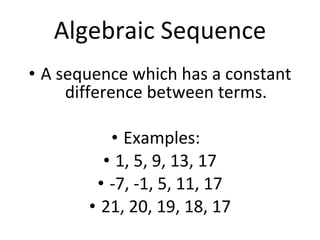 Algebraic Sequences | PPT | Science