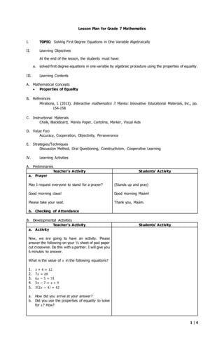 Algebraically | DOCX | Homework and Study | Education