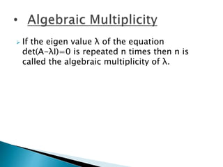 Algebraic and geometric multiplicity | PPT