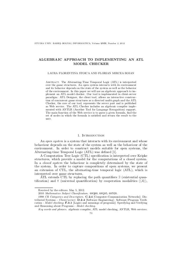 Algebraic Approach To Implementing An Atl Model Checker